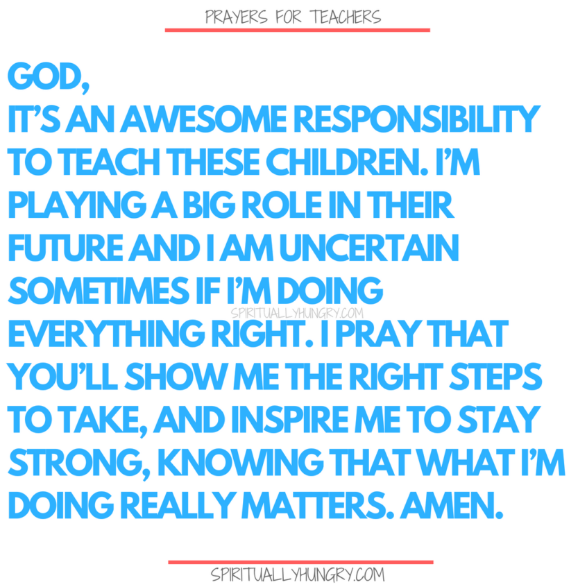 Prayer For Teachers - 21 Short Prayers To Say - Spiritually Hungry